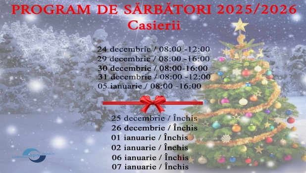 Ce program vor avea de sărbători casieriile din cadrul Companiei Apa ...